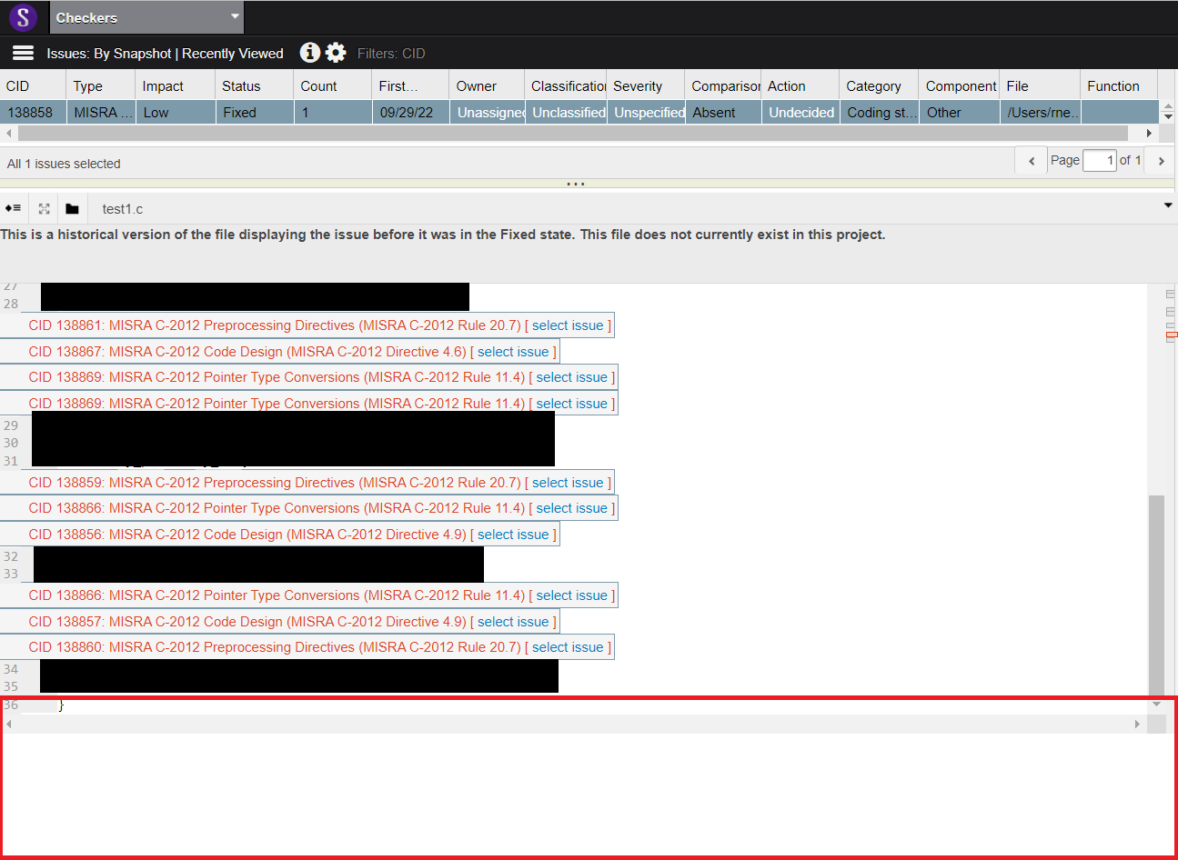 Coverity Connect 2022.9.0 - Resizing the source code pane does not work as expected