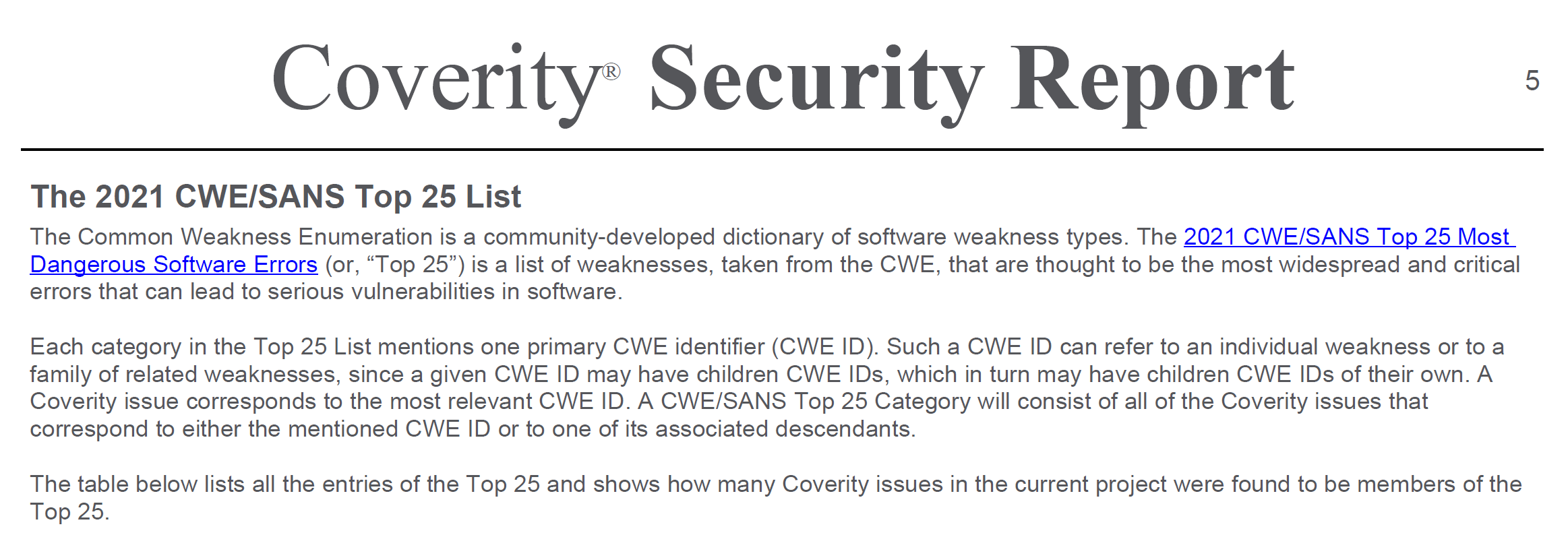 How can we configure the Coverity Security Report to use the latest CWE ...