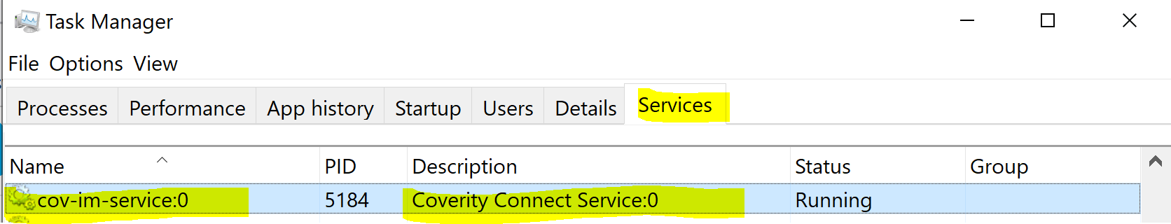 How to use sc command in windows to start/stop Coverity Connect?