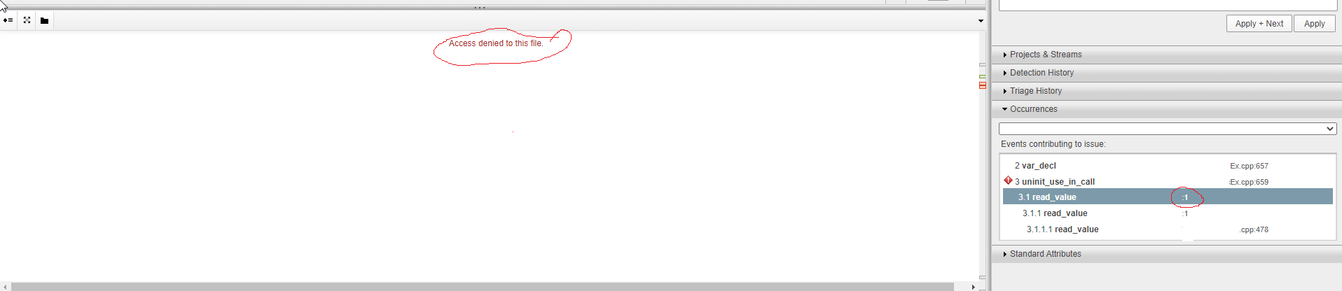 File name and line number missing in Coverity connect UI