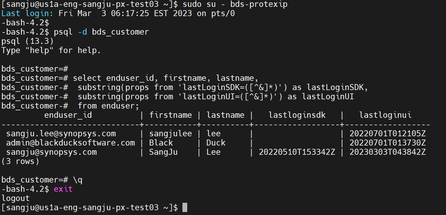 Db Query To List Up All Users Last Login Time In Protex