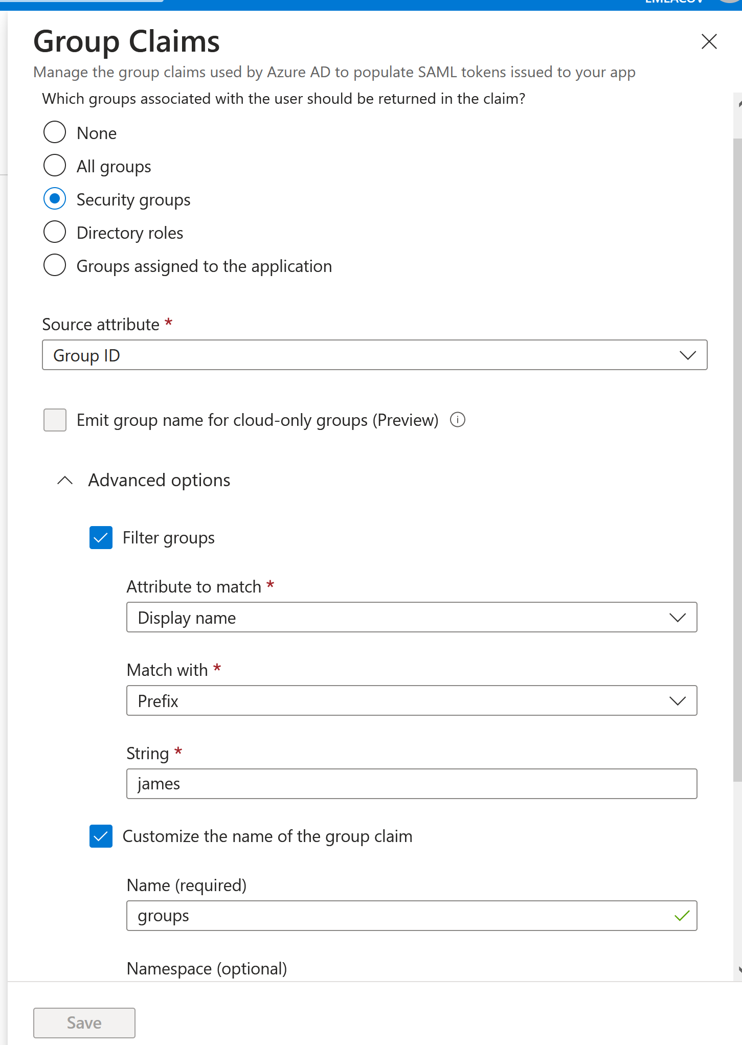 Coverity with Azure SAML Group claims