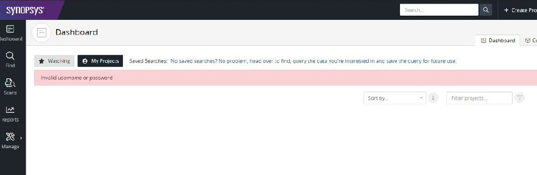 Blackduck UI show "invalid user or password" after logging in