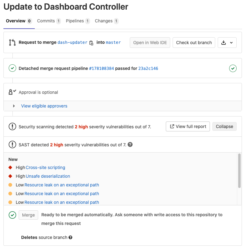 Prevent Security Weaknesses from Escaping a GitLab Merge Request