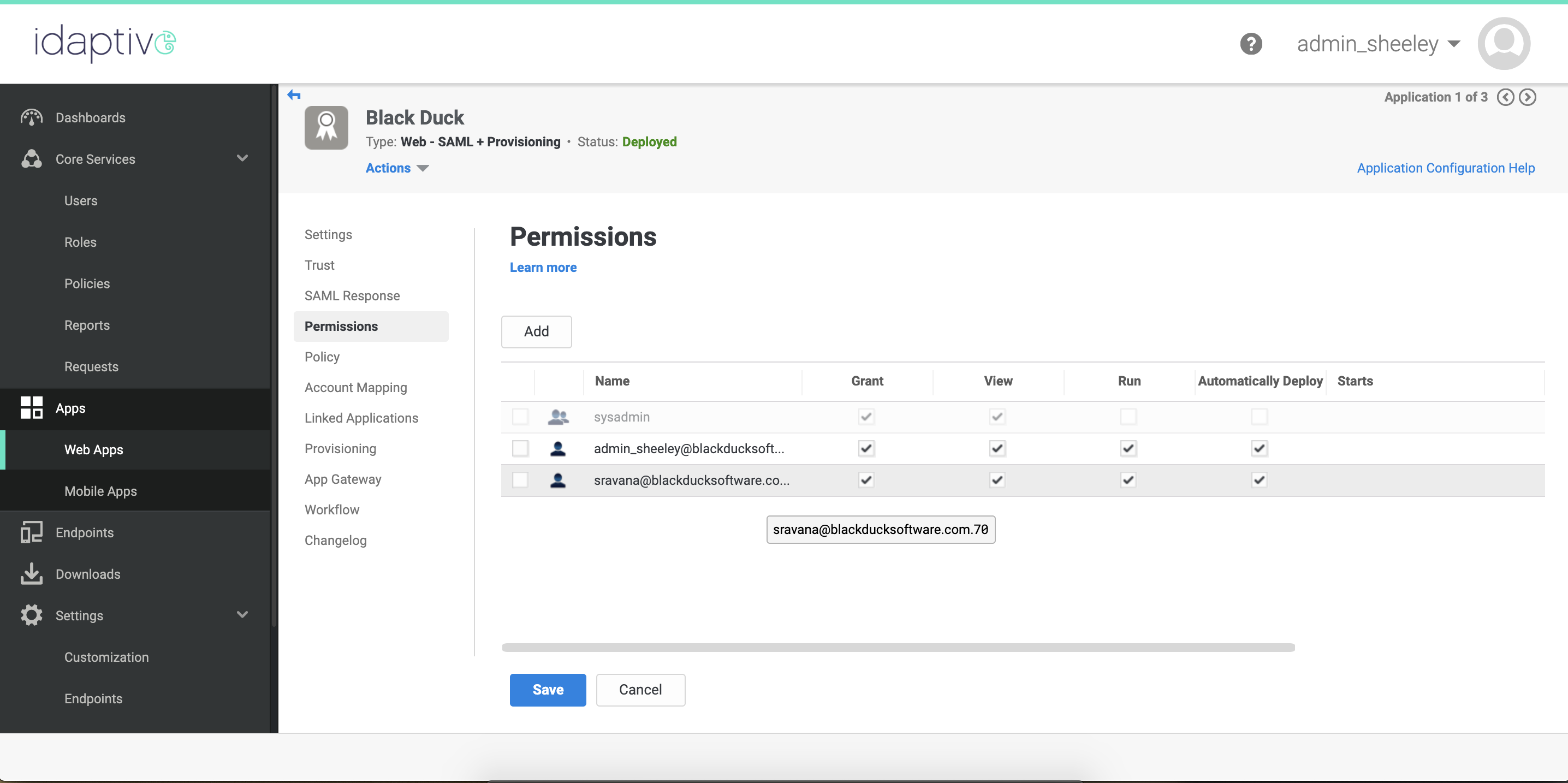 Configuring Idaptive/Centrify with Blackduck SSO