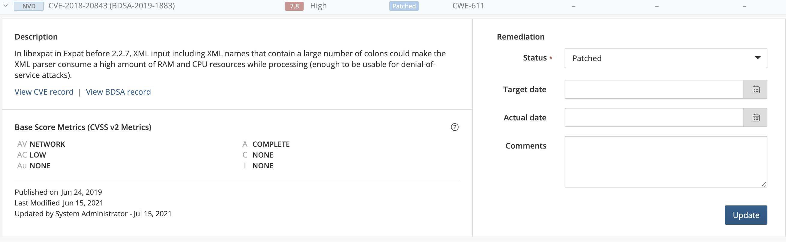 Black Duck HUB: Vulnerabilities are showing a "patched" status without ...