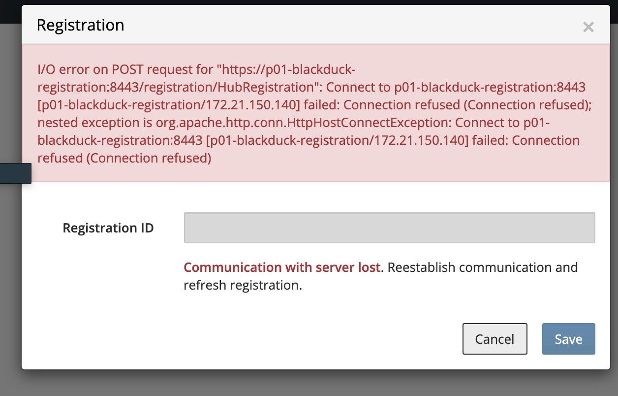 “Connection refused (Connection refused)” happens when tried to login Black Duck Hub