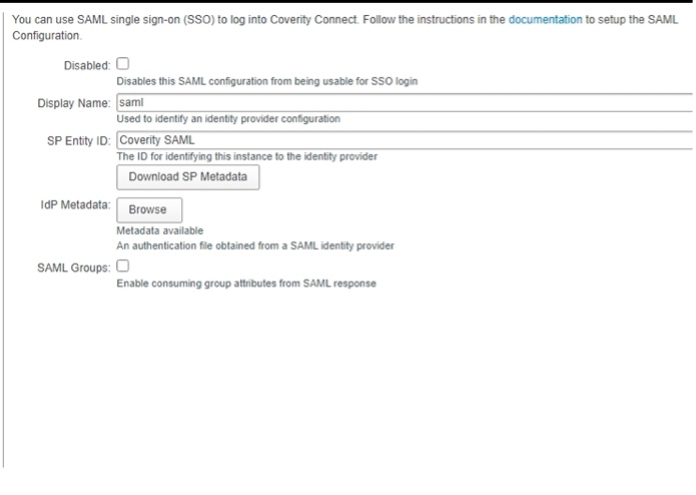 Coverity SAML integration with ADFS