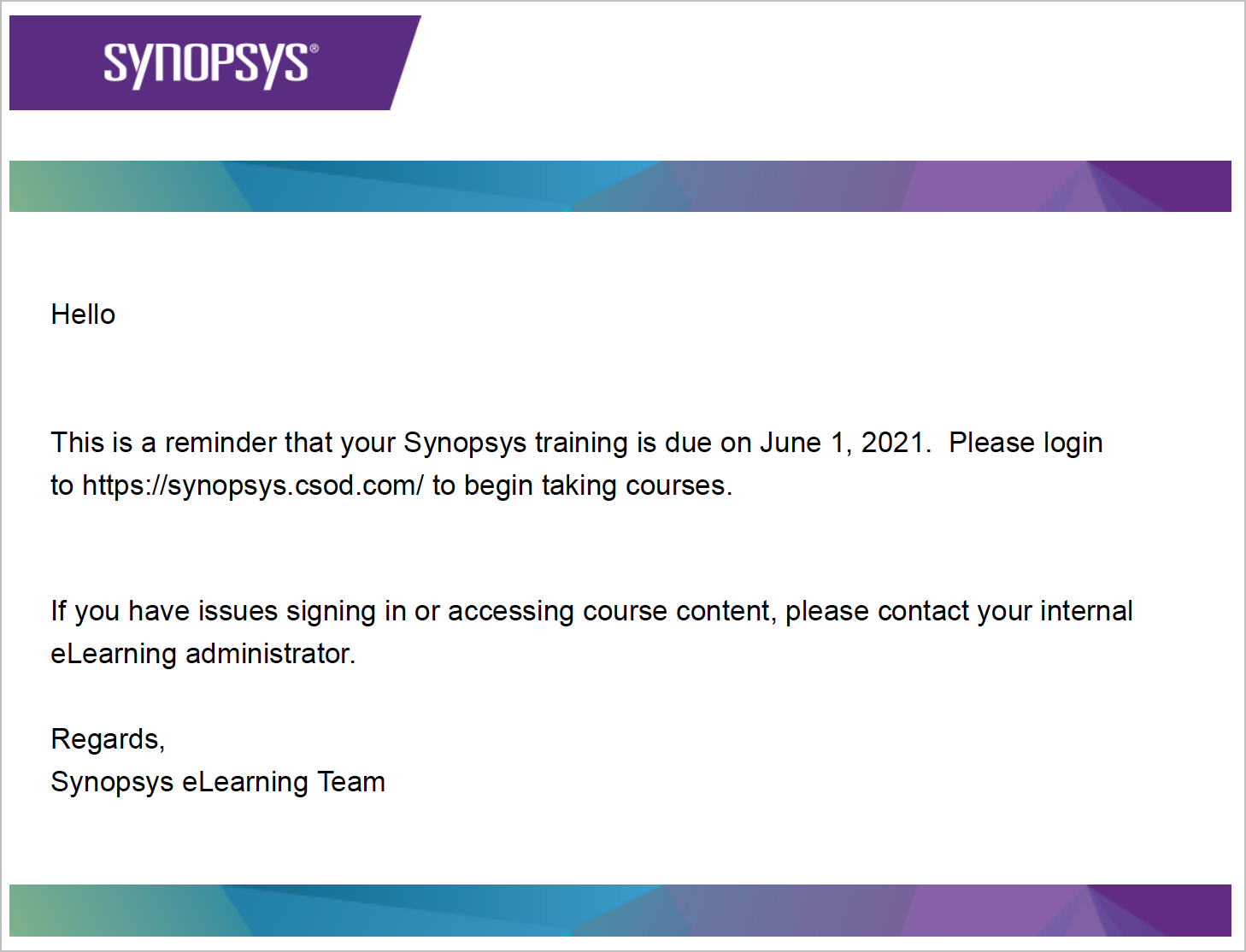 synopsys.csod Sending Email Reminders via Synopsys eLearning