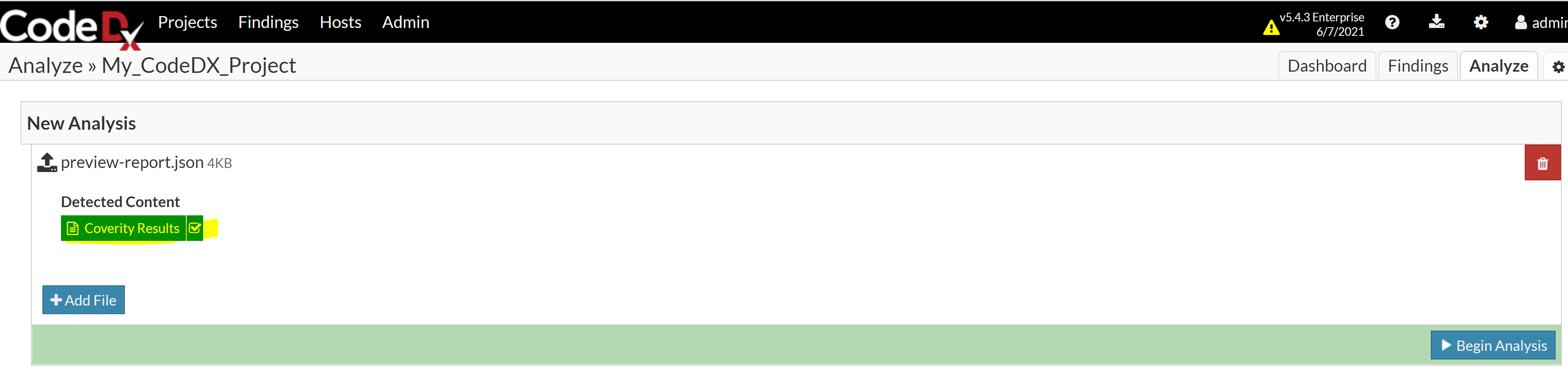 Code Dx - How to import Coverity Scan result from Code DX UI