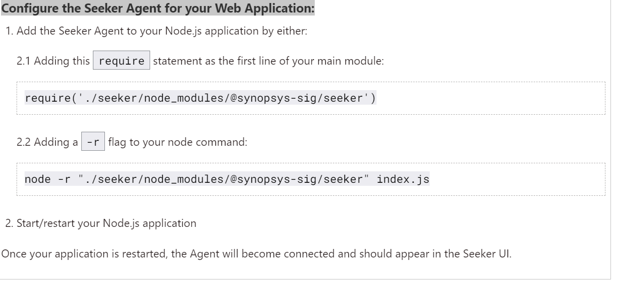 Connecting Node.js Agent to Seeker ES server