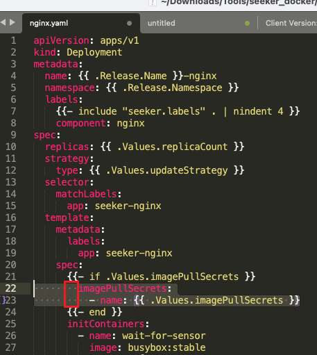 Error in seeker k8s orchestration template