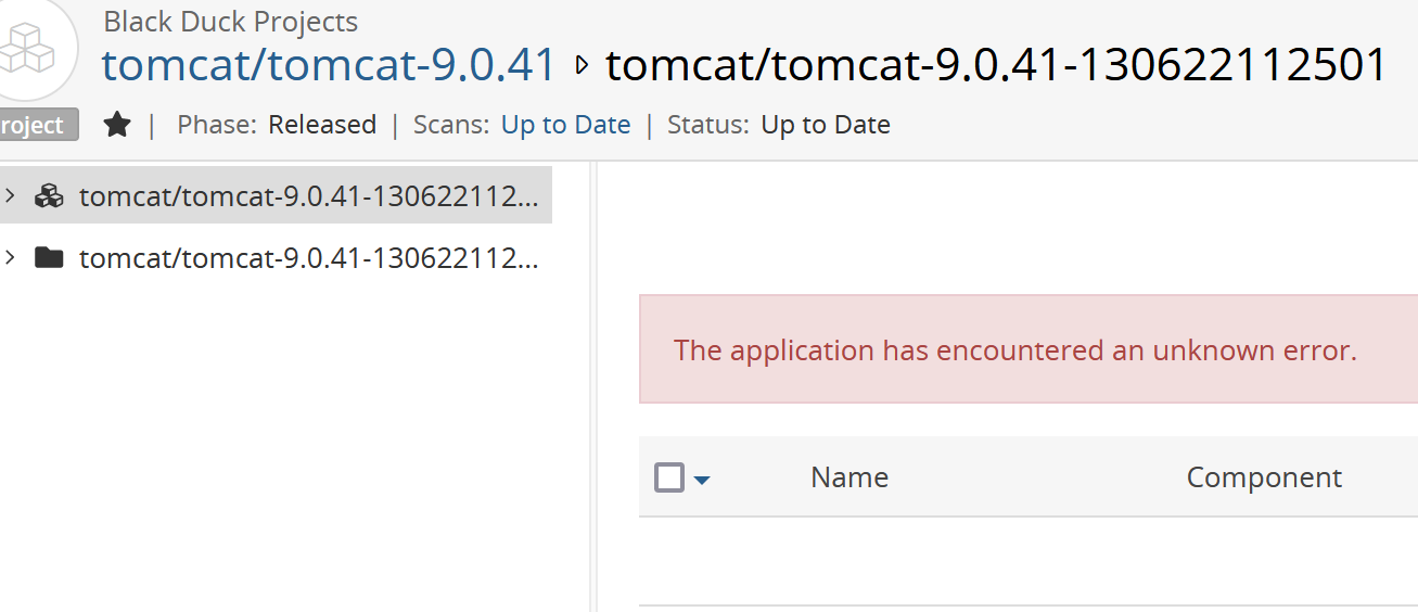 Black Duck: "The application has encountered an unknown error" when ...