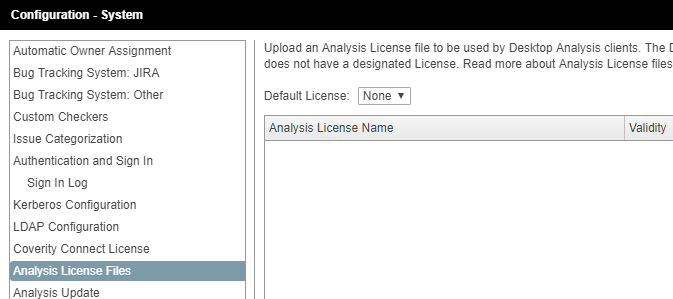 No Static Analysis or Prevent licenses were found