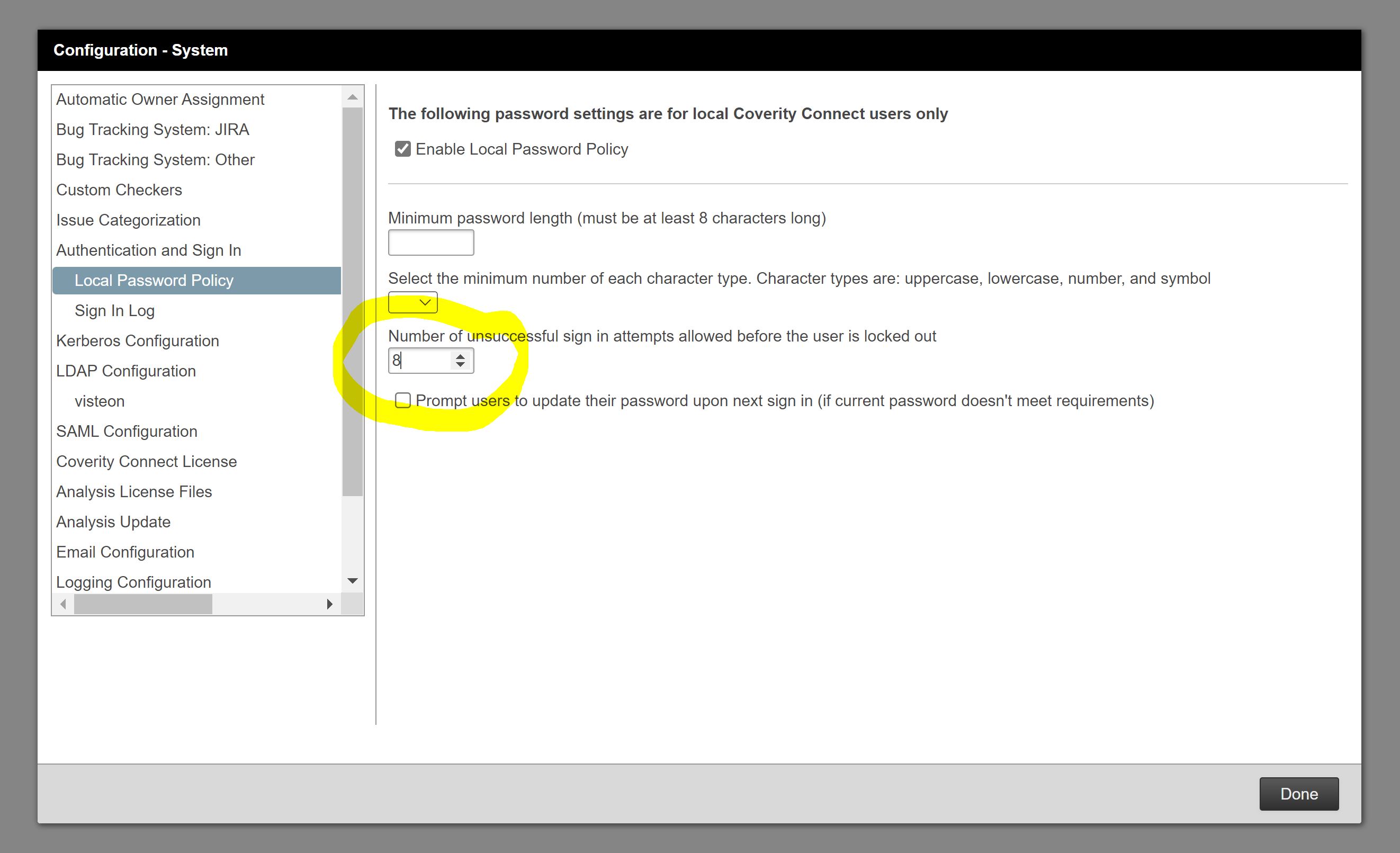 Coverity account lock out issue