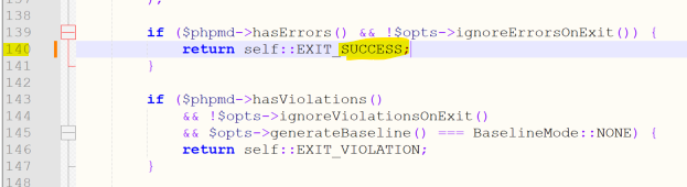 PHPMD failed with non-zero code fails SRM Analysis