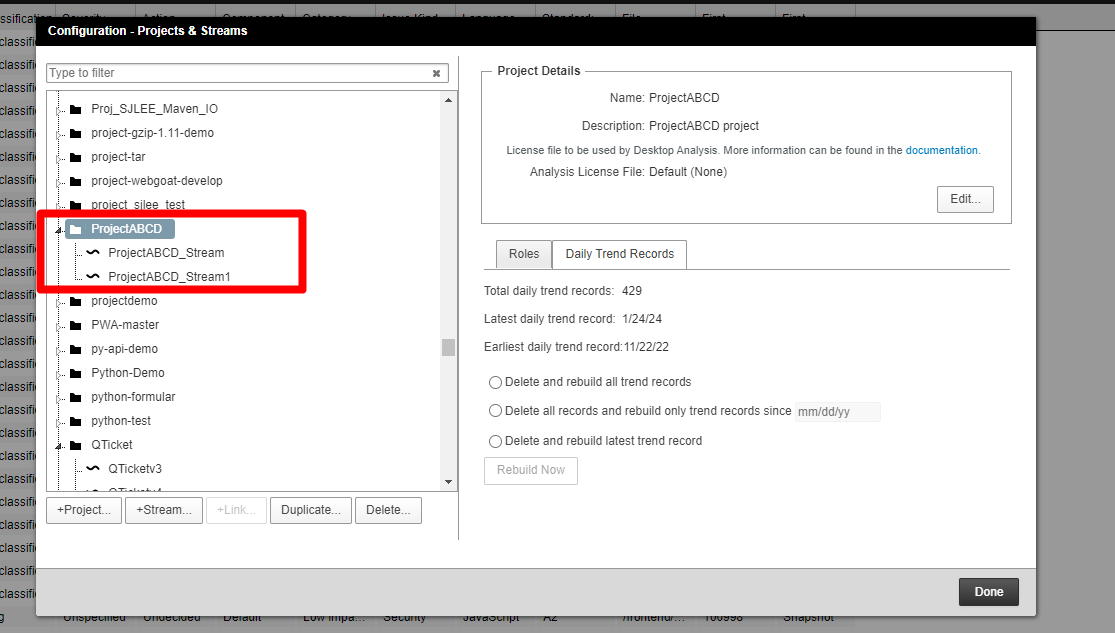 SRM Coverity Connector Dropping Project Name from Stream Name