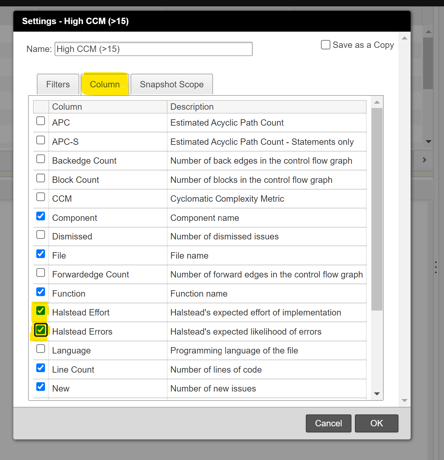 Enable Halstead effort in the Coverity connect