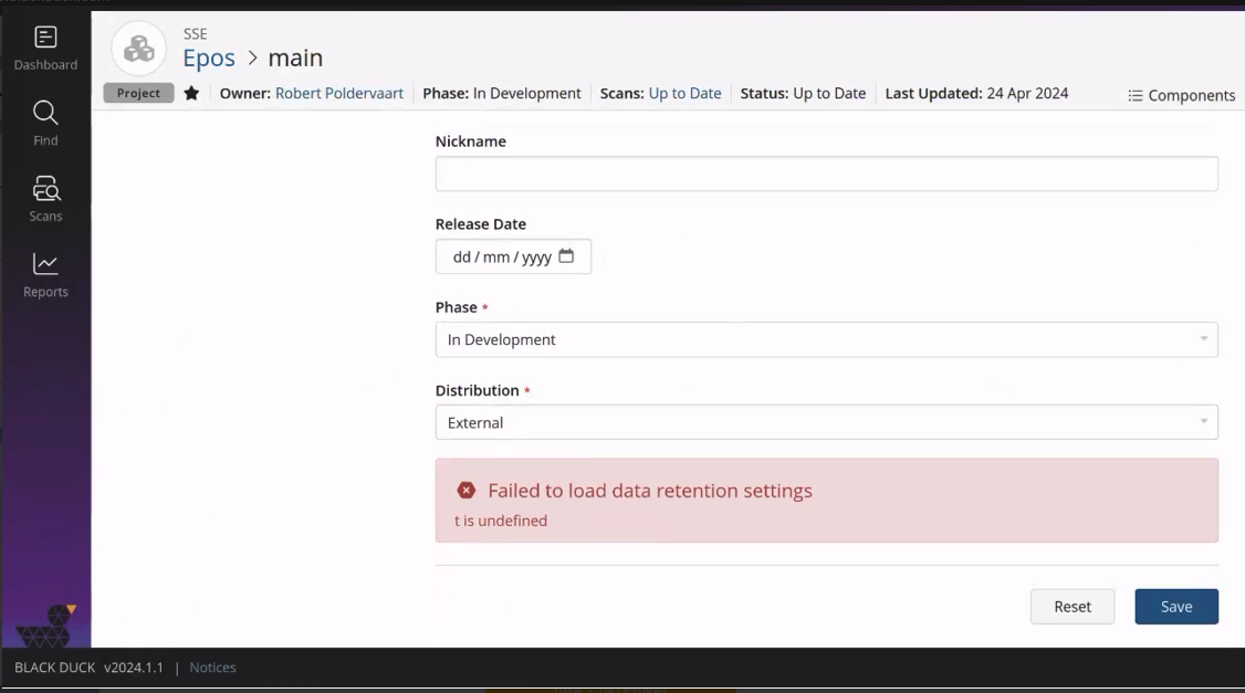 failed to load data retention settings