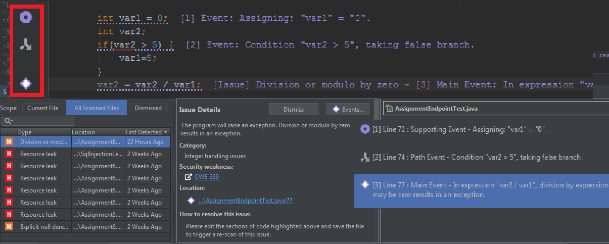 Finding and Fixing issues with Code Sight