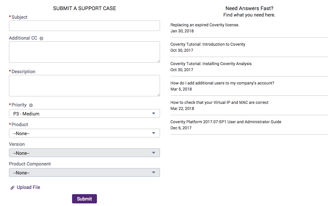 Support Case Management FAQ